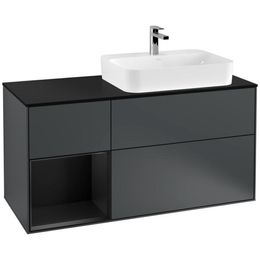 Villeroy & Boch Villeroy und Boch Finion Waschtischunterschrank G392PDHG 120cm, Abdeckplatte black matt, Emotion, Regal links Black matt lacquer, Midnight Blue Matt Lacquer