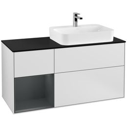 Villeroy & Boch Villeroy und Boch Finion Waschtischunterschrank G392HGMT 120cm, Abdeckplatte black matt, Emotion, Regal links Midnight Blue Matt Lacquer, White matt lacquer