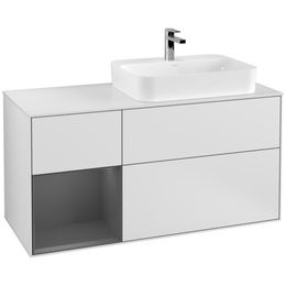 Villeroy & Boch Villeroy und Boch Finion Waschtischunterschrank G391GKMT 120cm, Abdeckplatte white matt, Emotion, Regal links Anthracite matt, White matt lacquer