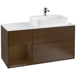 Villeroy & Boch Villeroy und Boch Finion Waschtischunterschrank G391GNGN 120cm, Abdeckplatte white matt, Emotion, Regal links Walnut veneer, Walnut veneer