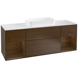 Villeroy & Boch Villeroy und Boch Finion Waschtischunterschrank F331GNGN 160x60,3cm, Abdeckplatte white matt, Regale Walnut veneer, Walnut veneer