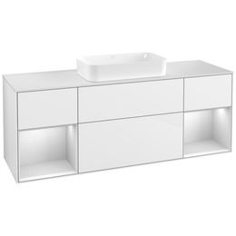 Villeroy & Boch Villeroy und Boch Finion Waschtischunterschrank F331MTGF 160x60,3cm, Abdeckplatte white matt, Regale White matt lacquer, Glossy white lacquer