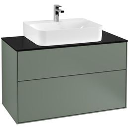 Villeroy & Boch Villeroy und Boch Finion Waschtischunterschrank G10200GM 100x60,3x50,1cm, Abdeckplatte black matt, Olive Matt Lacquer