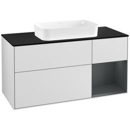 Villeroy & Boch Villeroy und Boch Finion Waschtischunterschrank G302HGMT 120cm, Abdeckplatte black matt, Emotion, Regal rechts Midnight Blue Matt Lacquer, White matt lacquer