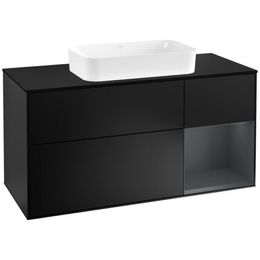 Villeroy & Boch Villeroy und Boch Finion Waschtischunterschrank F302HGPD 120cm, Abdeckplatte black matt, Regal rechts Midnight Blue Matt Lacquer, Black matt lacquer