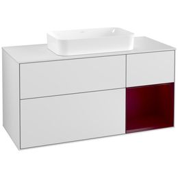Villeroy & Boch Villeroy und Boch Finion Waschtischunterschrank G301HBMT 120cm, Abdeckplatte white matt, Emotion, Regal rechts Peony, White matt lacquer