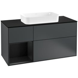 Villeroy & Boch Villeroy und Boch Finion Waschtischunterschrank G292PDHG 120cm, Abdeckplatte black matt, Emotion, Regal links Black matt lacquer, Midnight Blue Matt Lacquer
