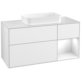Villeroy & Boch Villeroy und Boch Finion Waschtischunterschrank F301GFGF 120cm, Abdeckplatte white matt, Regal rechts Glossy white lacquer, Glossy white lacquer