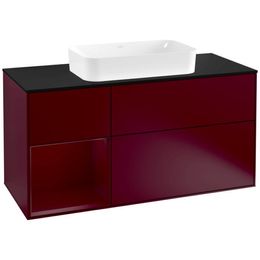 Villeroy & Boch Villeroy und Boch Finion Waschtischunterschrank G292HBHB 120cm, Abdeckplatte black matt, Emotion, Regal links Peony, Peony Matt