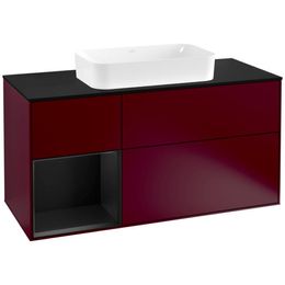 Villeroy & Boch Villeroy und Boch Finion Waschtischunterschrank G292PDHB 120cm, Abdeckplatte black matt, Emotion, Regal links Black matt lacquer, Peony Matt