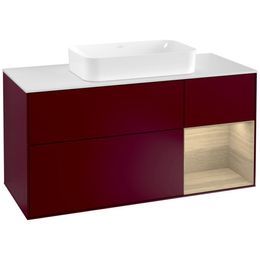 Villeroy & Boch Villeroy und Boch Finion Waschtischunterschrank F301PCHB 120cm, Abdeckplatte white matt, Regal rechts Oak Veneer, Peony Matt