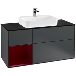 Villeroy & Boch Villeroy und Boch Finion Waschtischunterschrank G412HBHG 120cm, Abdeckplatte black matt, Emotion, Regal links Peony, Midnight Blue Matt Lacquer