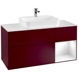 Villeroy & Boch Villeroy und Boch Finion Waschtischunterschrank F421GFHB 120cm, Abdeckplatte white matt, Regal rechts Glossy white lacquer, Peony Matt
