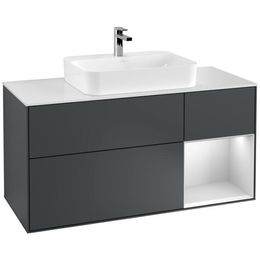 Villeroy & Boch Villeroy und Boch Finion Waschtischunterschrank F421MTHG 120cm, Abdeckplatte white matt, Regal rechts White matt lacquer, Midnight Blue Matt Lacquer