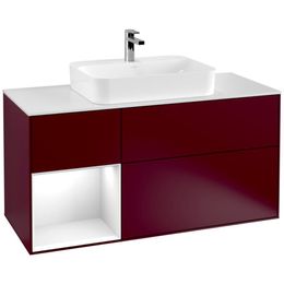 Villeroy & Boch Villeroy und Boch Finion Waschtischunterschrank G411GFHB 120cm, Abdeckplatte white matt, Emotion, Regal links Glossy white lacquer, Peony Matt