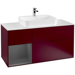 Villeroy & Boch Villeroy und Boch Finion Waschtischunterschrank G411GKHB 120cm, Abdeckplatte white matt, Emotion, Regal links Anthracite matt, Peony Matt