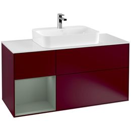 Villeroy & Boch Villeroy und Boch Finion Waschtischunterschrank G411GMHB 120cm, Abdeckplatte white matt, Emotion, Regal links Olive Matt Lacquer, Peony Matt