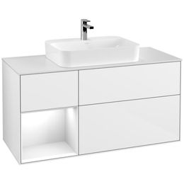 Villeroy & Boch Villeroy und Boch Finion Waschtischunterschrank F411GFGF 120cm, Abdeckplatte white matt, Regal links Glossy white lacquer, Glossy white lacquer