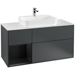 Villeroy & Boch Villeroy und Boch Finion Waschtischunterschrank G411PDHG 120cm, Abdeckplatte white matt, Emotion, Regal links Black matt lacquer, Midnight Blue Matt Lacquer