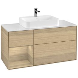 Villeroy & Boch Villeroy und Boch Finion Waschtischunterschrank G411PCPC 120cm, Abdeckplatte white matt, Emotion, Regal links Oak Veneer, Oak Veneer