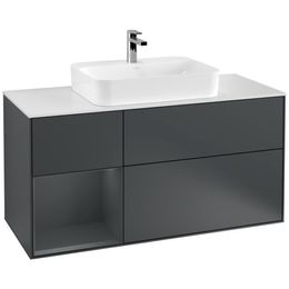 Villeroy & Boch Villeroy und Boch Finion Waschtischunterschrank F411HGHG 120cm, Abdeckplatte white matt, Regal links Midnight Blue Matt Lacquer, Midnight Blue Matt Lacquer