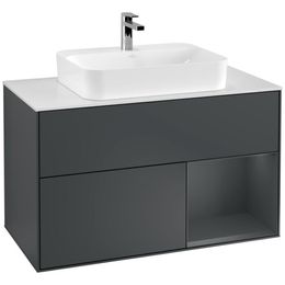 Villeroy & Boch Villeroy und Boch Finion Waschtischunterschrank G371HGHG 100cm, Abdeckplatte white matt, Emotion, Regal rechts Midnight Blue Matt Lacquer, Midnight Blue Matt Lacquer