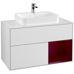 Villeroy & Boch Villeroy und Boch Finion Waschtischunterschrank F371HBMT 100cm, Abdeckplatte white matt, Regal rechts Peony, White matt lacquer