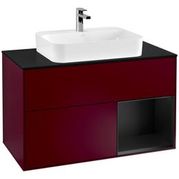 Villeroy & Boch Villeroy und Boch Finion Waschtischunterschrank F372PDHB 100cm, Abdeckplatte black matt, Regal rechts Black matt lacquer, Peony Matt