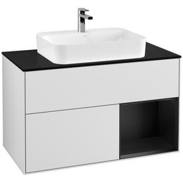 Villeroy & Boch Villeroy und Boch Finion Waschtischunterschrank F372PDMT 100cm, Abdeckplatte black matt, Regal rechts Black matt lacquer, White matt lacquer