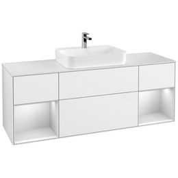 Villeroy & Boch Villeroy und Boch Finion Waschtischunterschrank G451MTGF 160cm, Abdeckplatte white matt, Emotion, Regale White matt lacquer, Glossy white lacquer