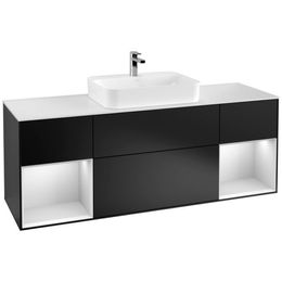 Villeroy & Boch Villeroy und Boch Finion Waschtischunterschrank G451MTPD 160cm, Abdeckplatte white matt, Emotion, Regale White matt lacquer, Black matt lacquer