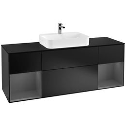 Villeroy & Boch Villeroy und Boch Finion Waschtischunterschrank G452GKPD 160cm, Abdeckplatte black matt, Emotion, Regale Anthracite matt lacquer, Black matt lacquer