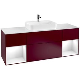 Villeroy & Boch Villeroy und Boch Finion Waschtischunterschrank F451GFHB 160x60,3cm, Abdeckplatte white matt, Regale Glossy white lacquer, Peony Matt