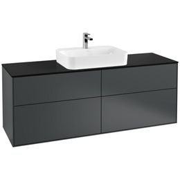 Villeroy & Boch Villeroy und Boch Finion Waschtischunterschrank F44200HG 160x60,3cm, Abdeckplatte black matt, Midnight Blue Matt Lacquer