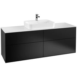 Villeroy & Boch Villeroy und Boch Finion Waschtischunterschrank F44100PD 160x60,3cm, Abdeckplatte white matt, Black matt lacquer