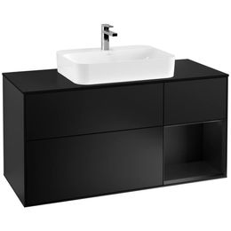 Villeroy & Boch Villeroy und Boch Finion Waschtischunterschrank G422PDPD 120cm, Abdeckplatte black matt, Emotion, Regal rechts Black matt, Black matt lacquer