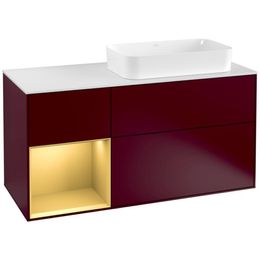 Villeroy & Boch Villeroy und Boch Finion Waschtischunterschrank F271HFHB 120cm, Abdeckplatte white matt, Regal links Gold matt, Peony Matt