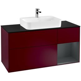 Villeroy & Boch Villeroy und Boch Finion Waschtischunterschrank G422HGHB 120cm, Abdeckplatte black matt, Emotion, Regal rechts Midnight Blue matt, Peony Matt