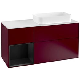 Villeroy & Boch Villeroy und Boch Finion Waschtischunterschrank F271PDHB 120cm, Abdeckplatte white matt, Regal links Black matt lacquer, Peony Matt