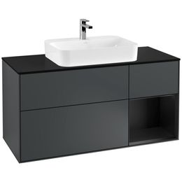 Villeroy & Boch Villeroy und Boch Finion Waschtischunterschrank G422PDHG 120cm, Abdeckplatte black matt, Emotion, Regal rechts Black matt, Midnight Blue Matt Lacquer