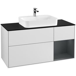 Villeroy & Boch Villeroy und Boch Finion Waschtischunterschrank G422HGMT 120cm, Abdeckplatte black matt, Emotion, Regal rechts Midnight Blue matt, White matt lacquer