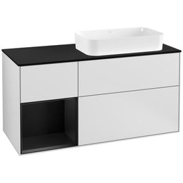 Villeroy & Boch Villeroy und Boch Finion Waschtischunterschrank F272PDMT 120cm, Abdeckplatte black matt, Regal links Black matt lacquer, White matt lacquer