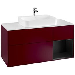 Villeroy & Boch Villeroy und Boch Finion Waschtischunterschrank G421PDHB 120cm, Abdeckplatte white matt, Emotion, Regal rechts Black matt, Peony Matt