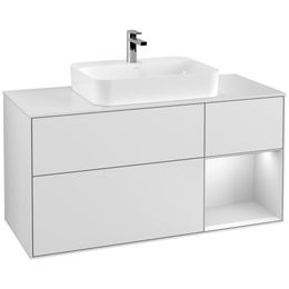 Villeroy & Boch Villeroy und Boch Finion Waschtischunterschrank G421MTMT 120cm, Abdeckplatte white matt, Emotion, Regal rechts White matt, White matt lacquer