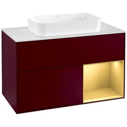 Villeroy & Boch Villeroy und Boch Finion Waschtischunterschrank G251HFHB 100cm, Abdeckplatte white matt, Emotion, Regal rechts Gold matt, Peony Matt