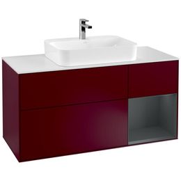 Villeroy & Boch Villeroy und Boch Finion Waschtischunterschrank G421HGHB 120cm, Abdeckplatte white matt, Emotion, Regal rechts Midnight Blue matt, Peony Matt