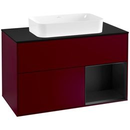 Villeroy & Boch Villeroy und Boch Finion Waschtischunterschrank G252PDHB 100cm, Abdeckplatte black matt, Emotion, Regal rechts Black matt lacquer, Peony Matt