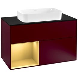 Villeroy & Boch Villeroy und Boch Finion Waschtischunterschrank G242HFHB 100cm, Abdeckplatte black matt, Emotion, Regal links Gold matt, Peony Matt