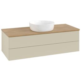 Villeroy & Boch Villeroy und Boch Antao Waschtisch-Unterschrank L21011HJ mit Beleuchtung, 120x36x50cm, Waschbeckenplattenfarbe honey oak, silk grey matt lacquer