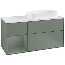 Villeroy & Boch Villeroy und Boch Finion Waschtischunterschrank G271GMGM 120cm, Abdeckplatte white matt, Emotion, Regal links Olive Matt Lacquer, Olive Matt Lacquer